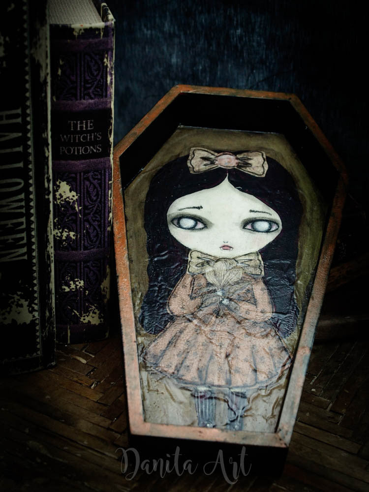 Layla, the vampire. An original mixed media painting by Danita Art.