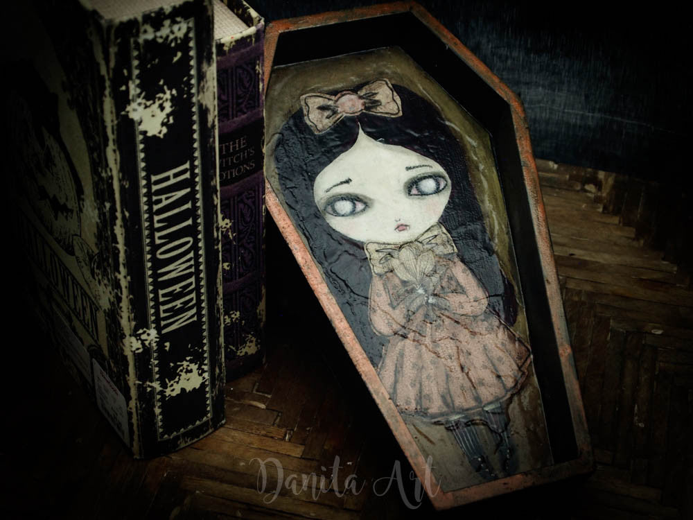 Layla, the vampire. An original mixed media painting by Danita Art.