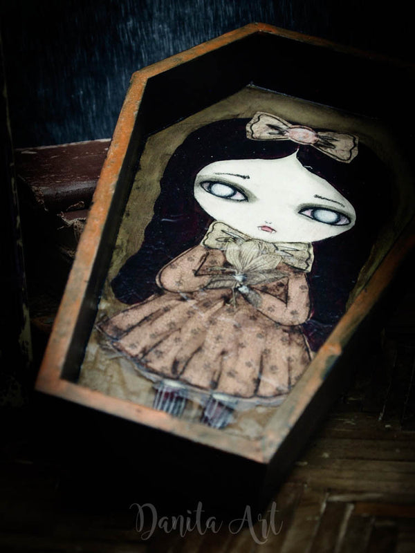 Layla, the vampire. An original mixed media painting by Danita Art.