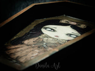 Layla, the vampire. An original mixed media painting by Danita Art.
