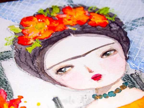 Frida sitting in the blue house watercolor by Danita – IDANIA SALCIDO ...