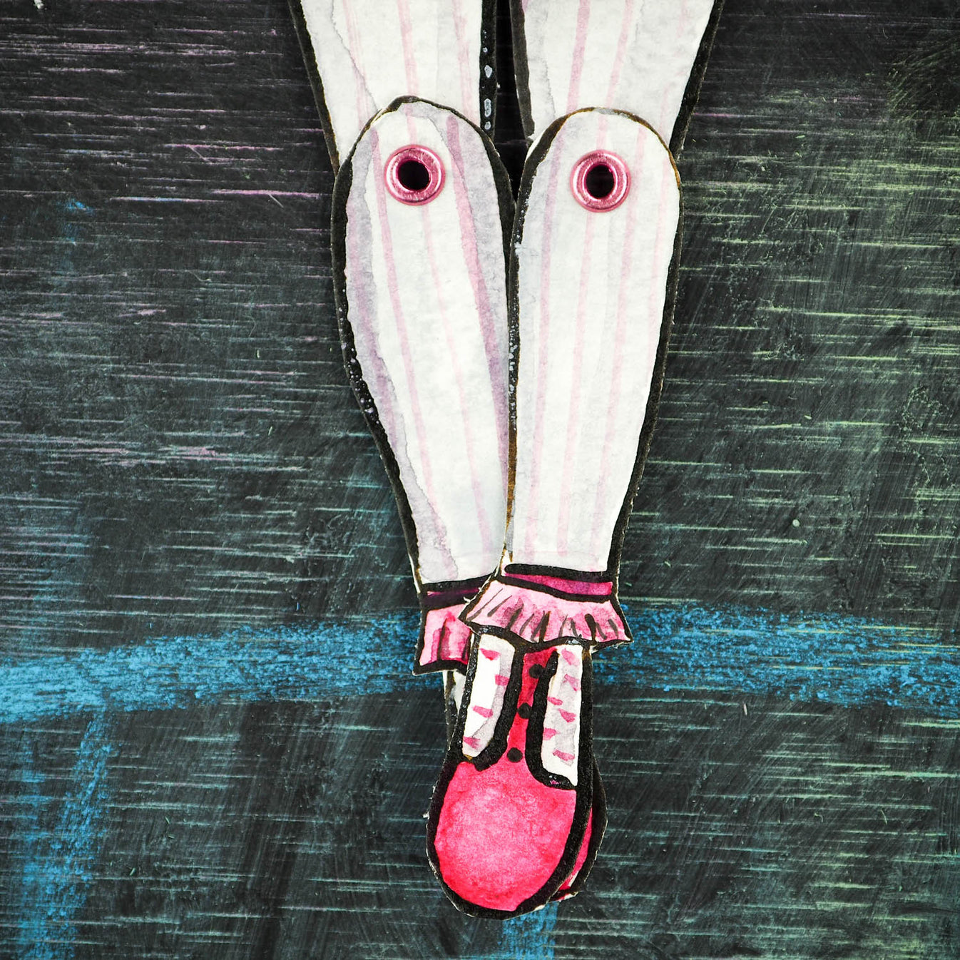 Jointed paper doll watercolor and mixed media original painting Danita ...
